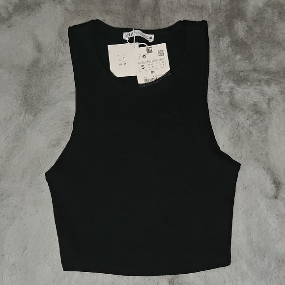 Zara | Tops | Zara Black Sleeveless Crop Top | Poshmark